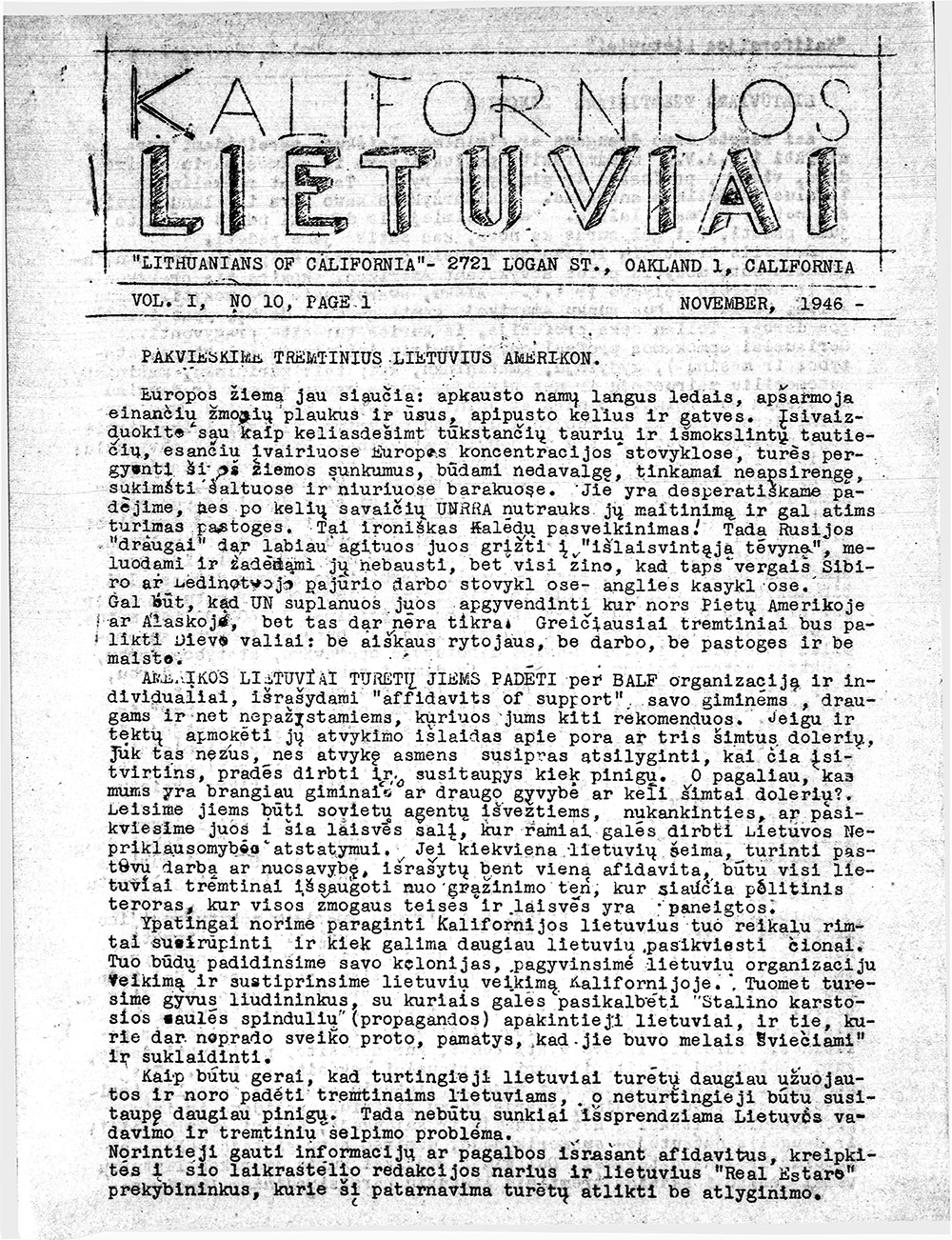 Kalifornijos Lietuvis Galerija 1946 – Spauda.org